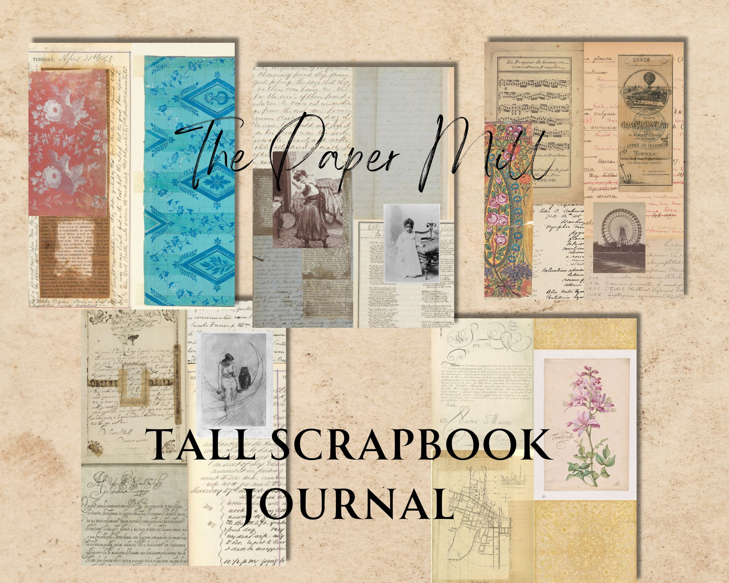 Vintage Thin Scrapbook Journal Kit, Printable Papers Digital Download ...