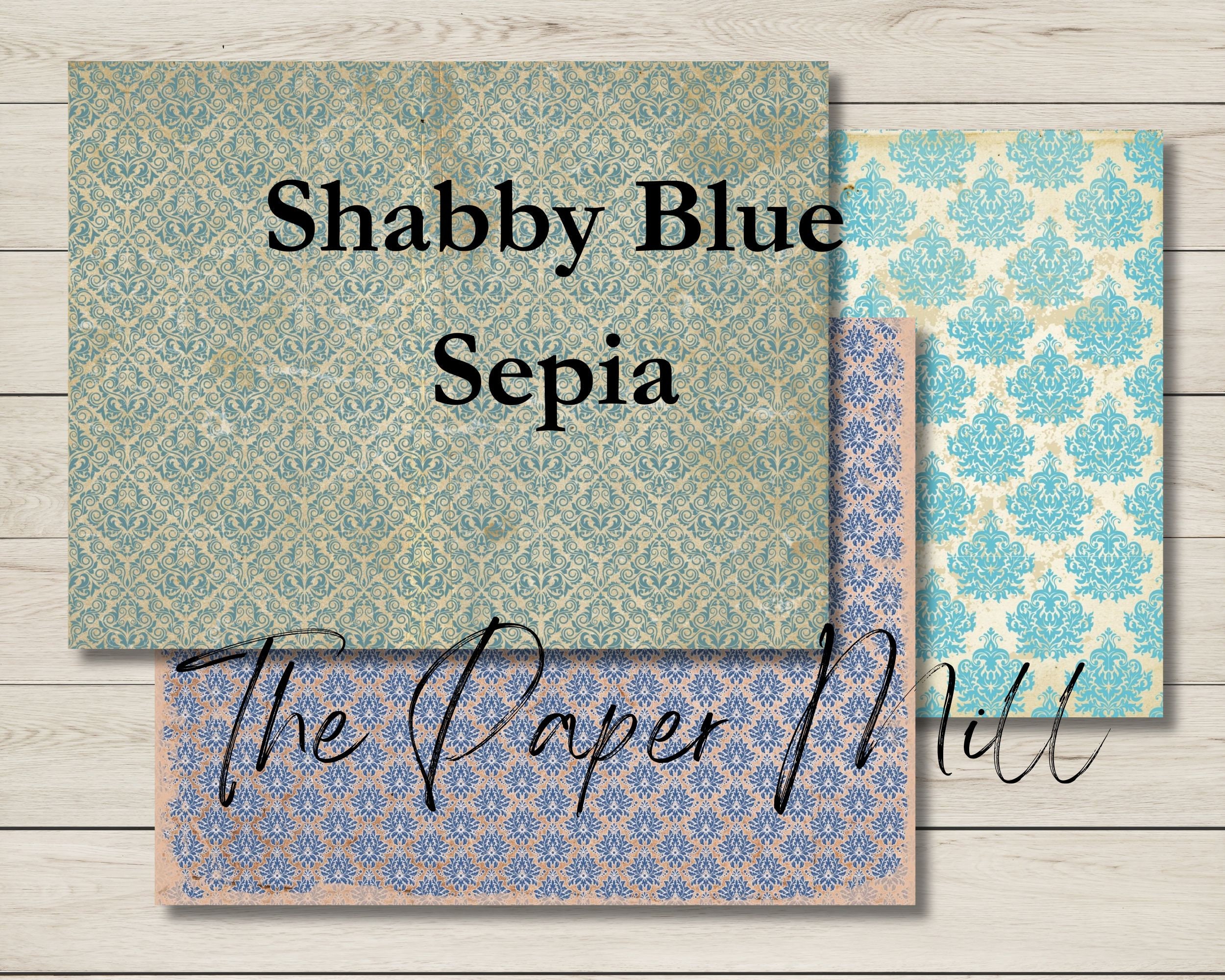Shabby Blue Sepia Papers Junk Journal Kit, Grungy Vintage Printable ...