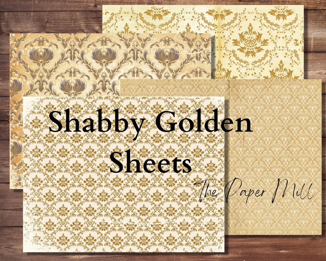 Shabby Golden Papers Junk Journal Kit, Grungy Vintage Printable ...