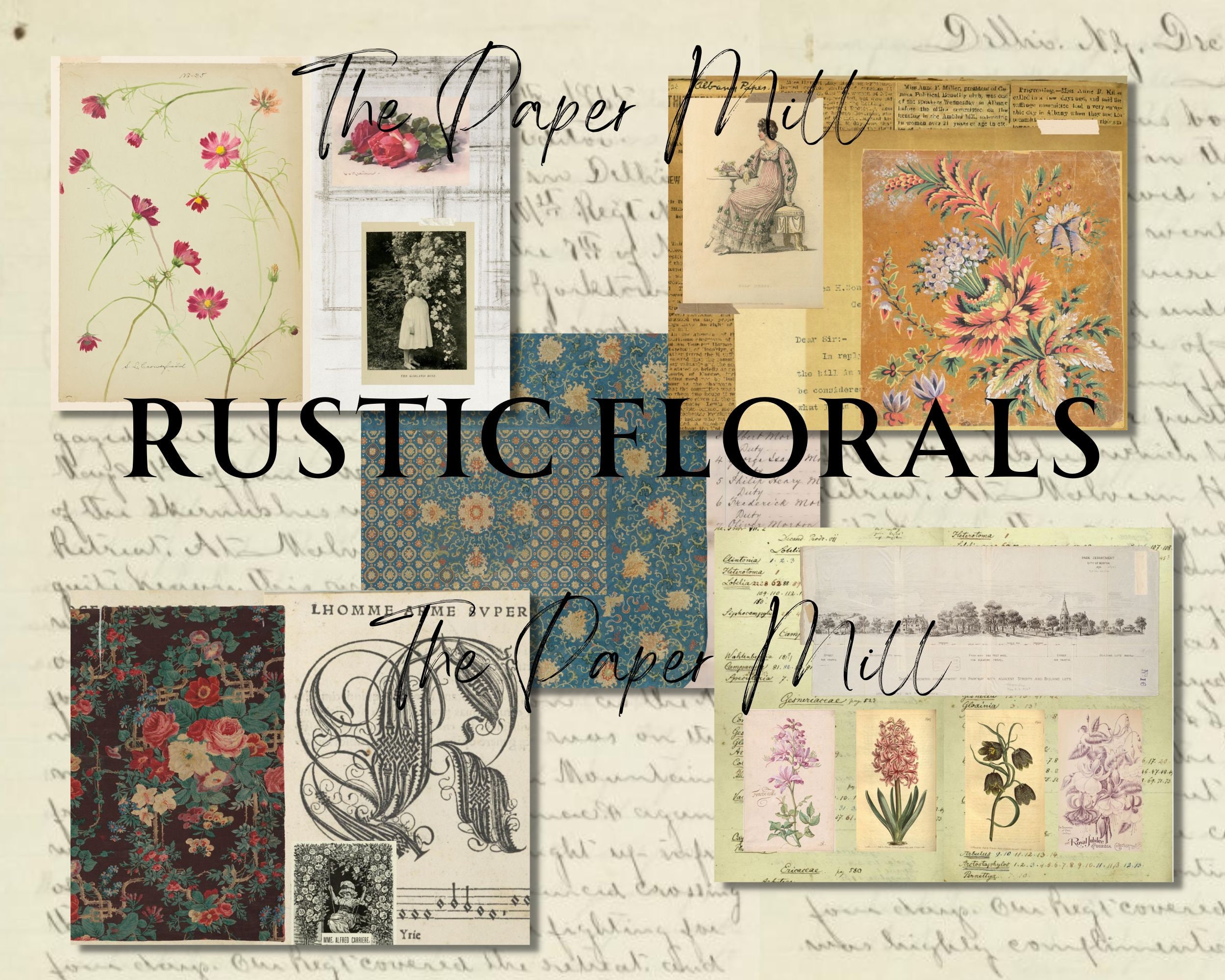 Vintage Rustic Florals Printable Collection - Digital Download ...