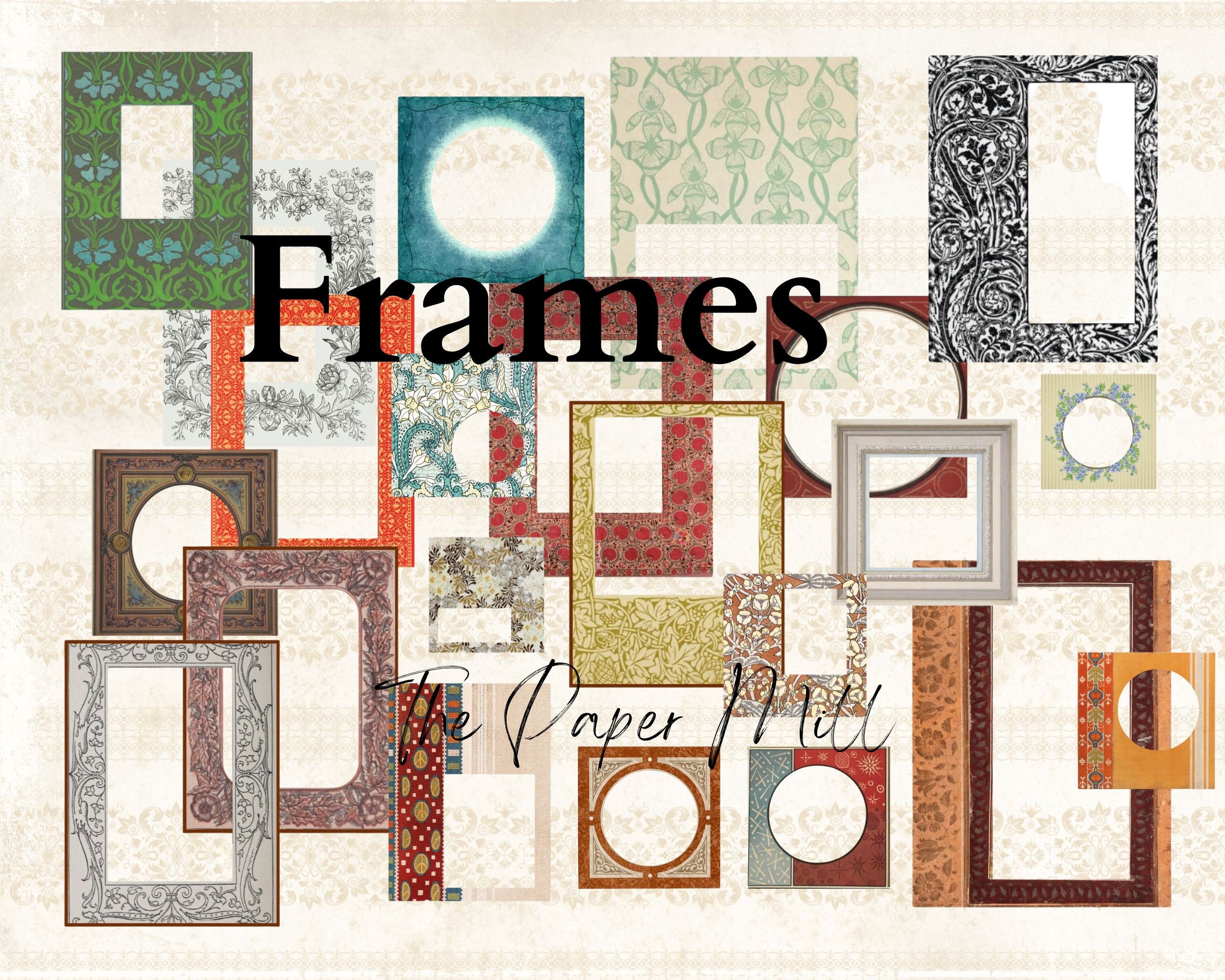 Digital Junk Journal Papers, Journal Frames Collection Digital Download ...