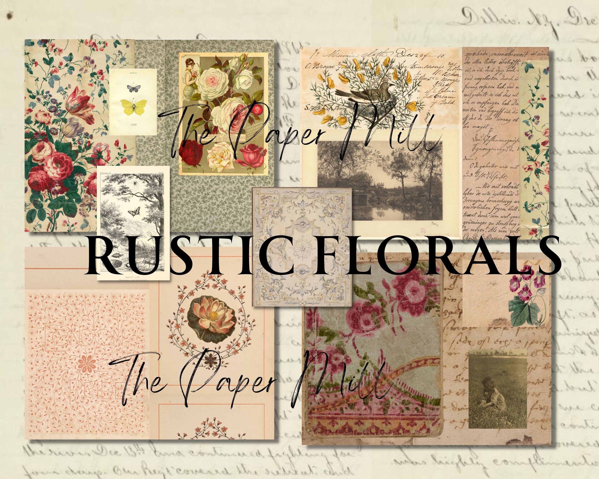 Vintage Rustic Florals Printable Collection Digital Download Antique ...