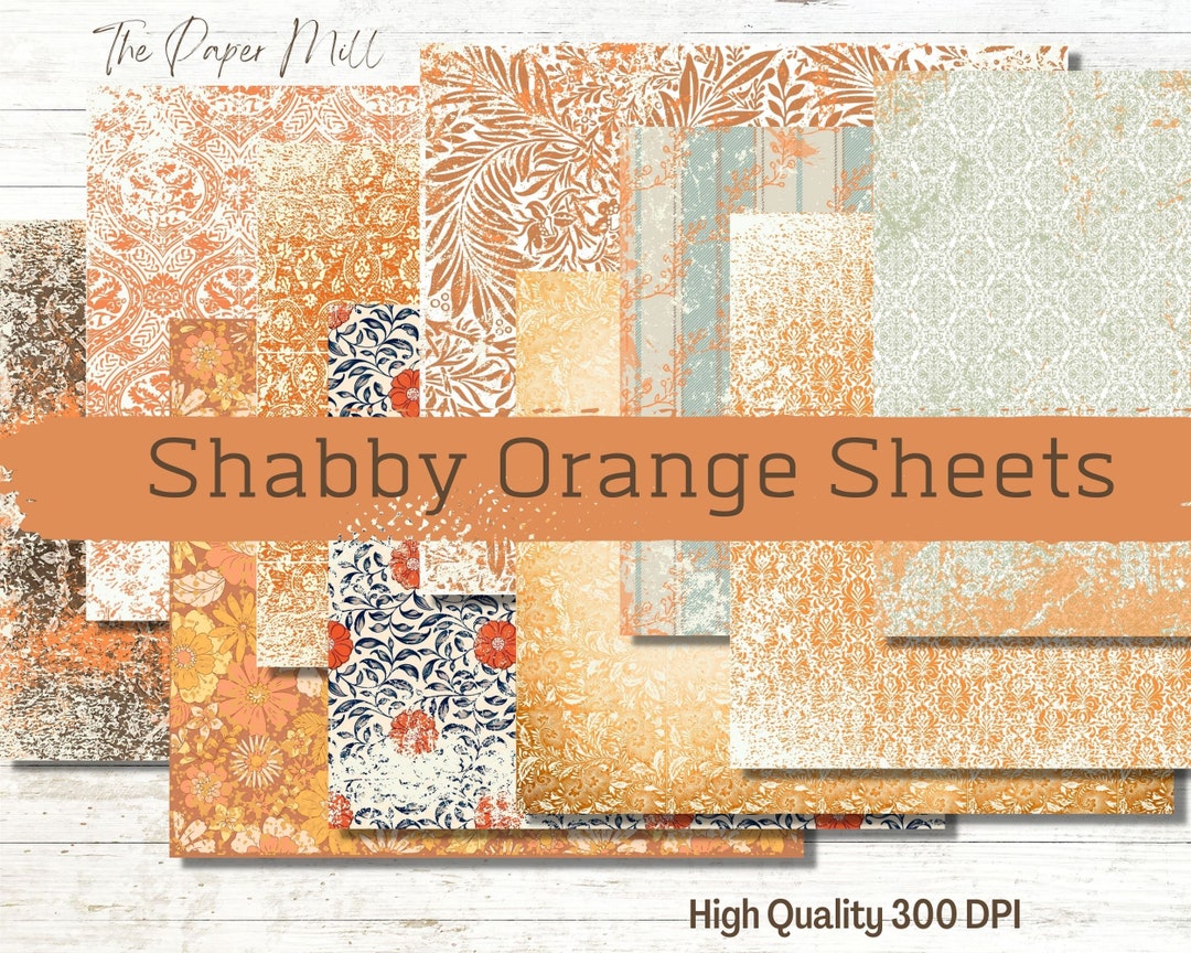 Shabby Orange Papers Junk Journal Kit, Grungy Vintage Printable ...