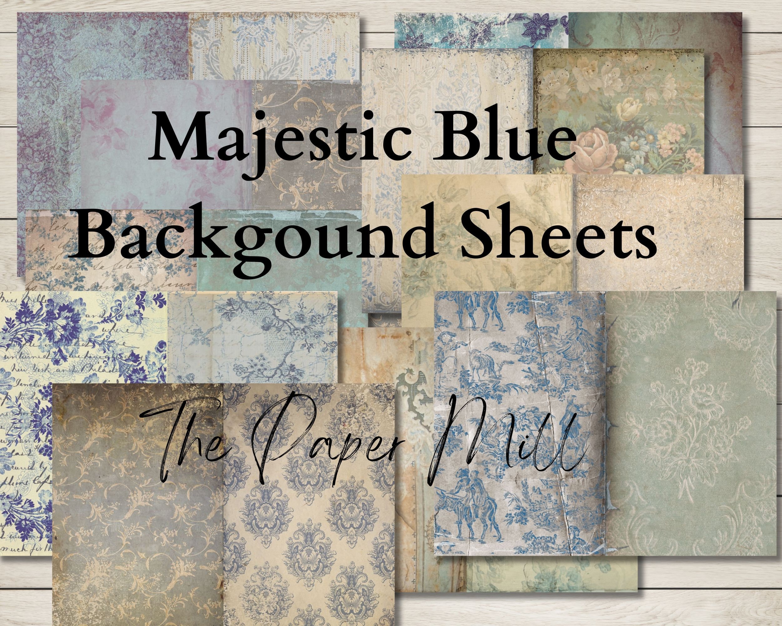 Digital Junk Journal Majestic Blue Double Background Papers, Grungy ...