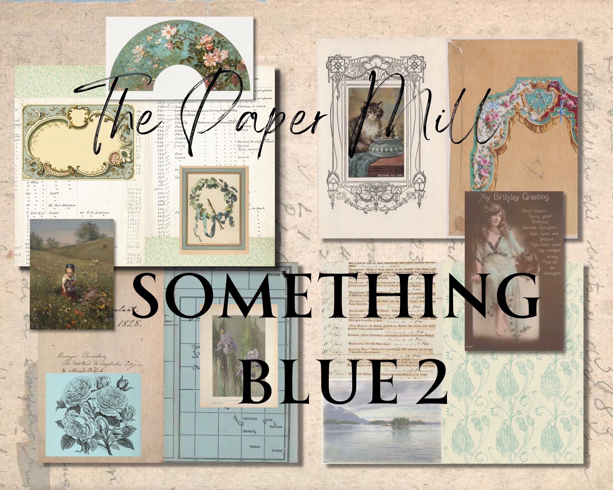 Vintage Something Blue Journal, Printable, Digital Download, Collage ...