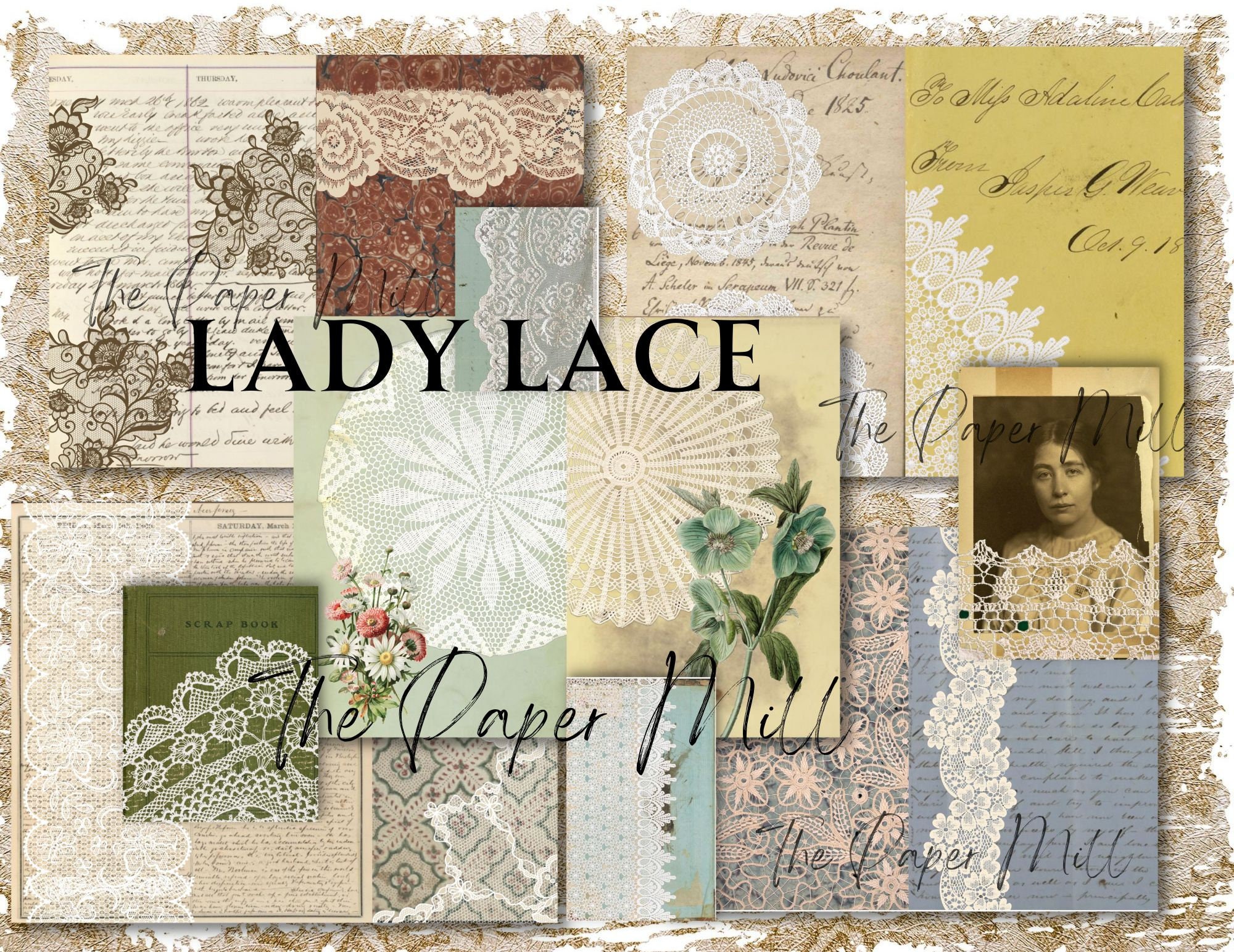 Vintage Journal, Lady Lace Printable, Digital Download, Collage Sheet ...