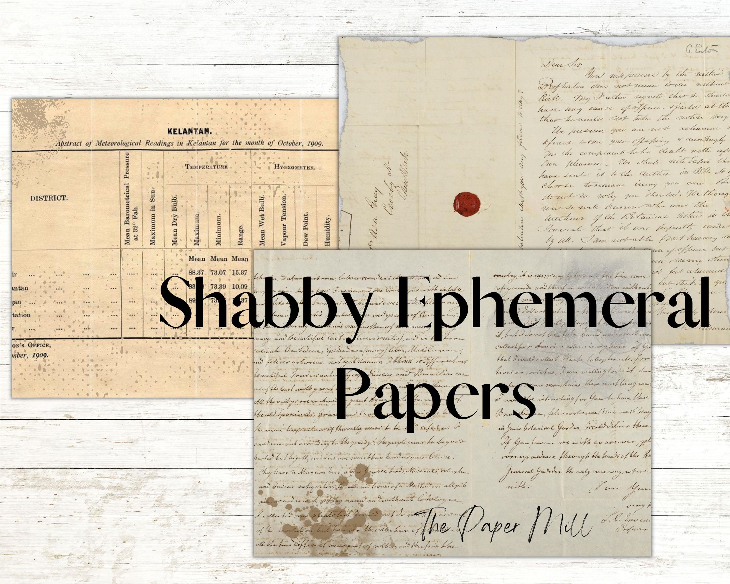 Shabby Antique Ephemeral Papers Junk Journal Kit, Grungy Vintage ...