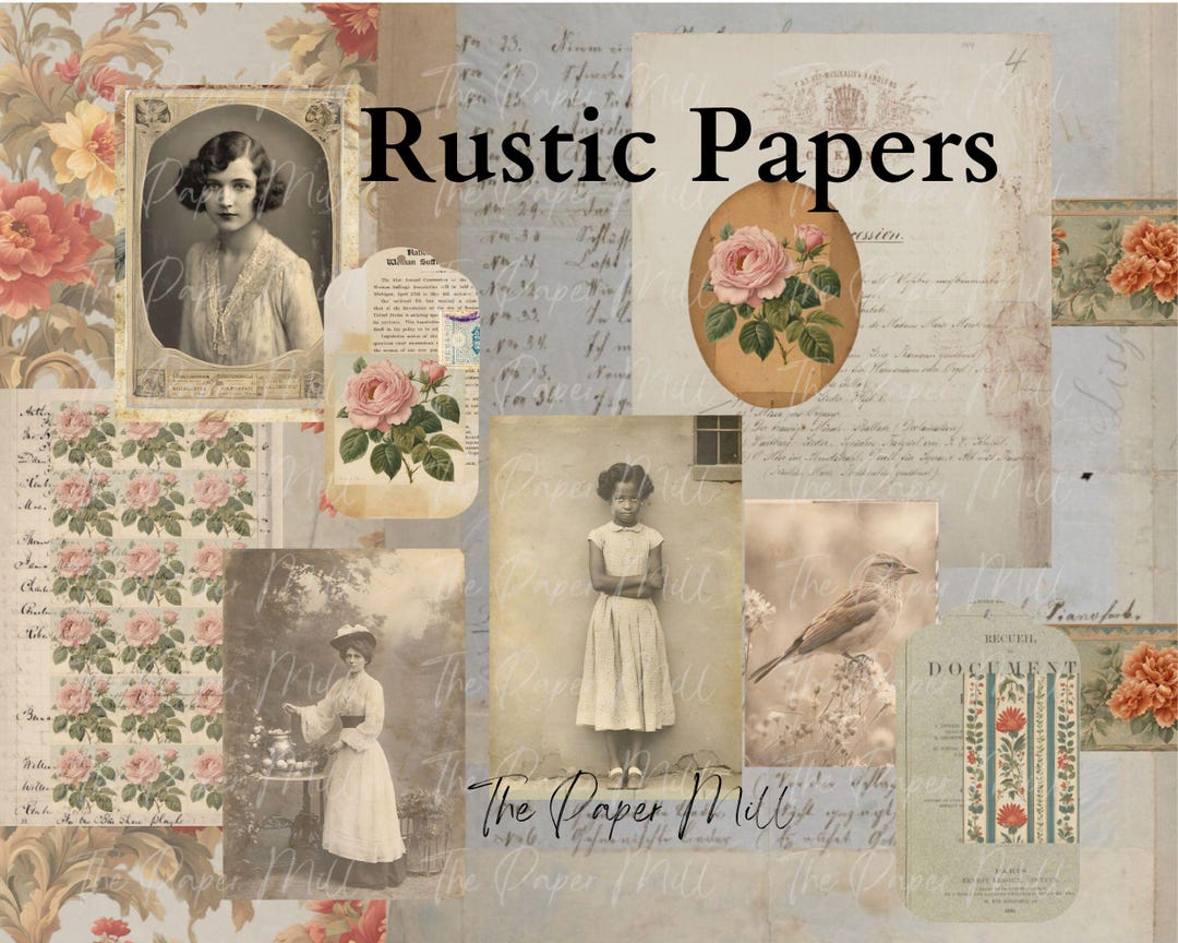 Vintage Rustic Papers Printable Collection - Digital Download - Antique ...