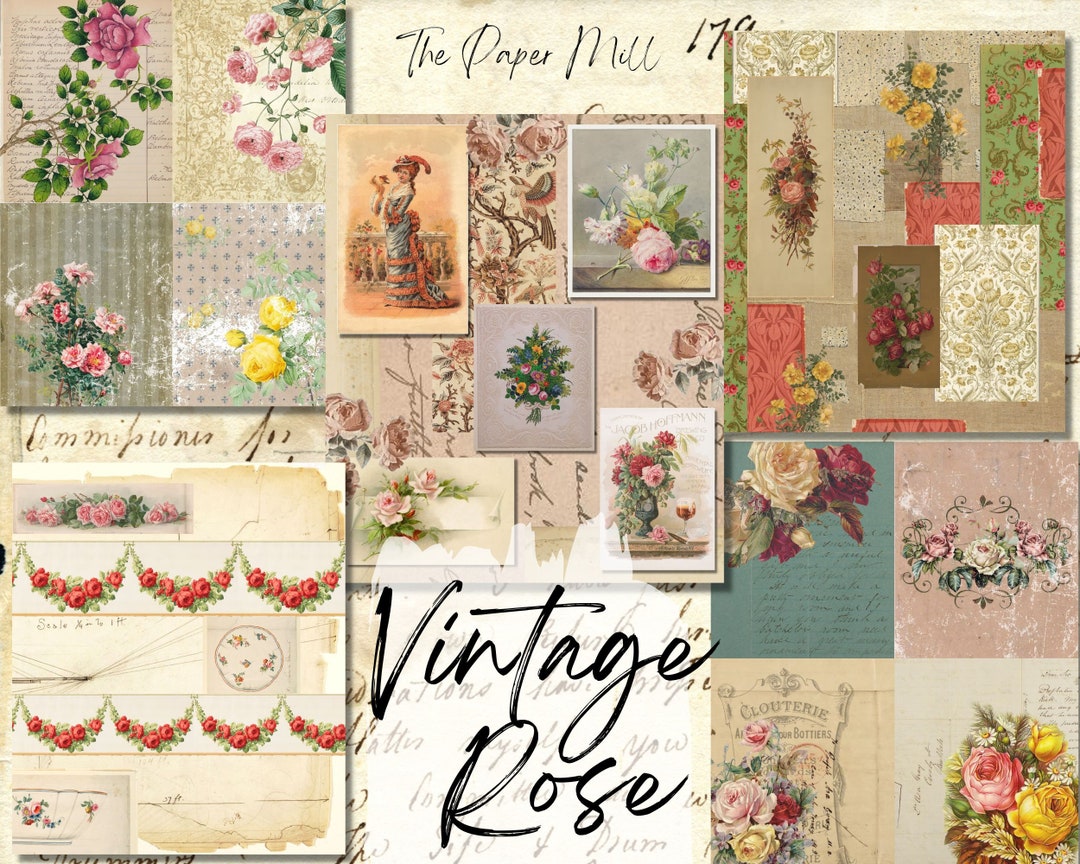 Vintage Roses Journal, Printable, Digital Download, Collage Sheet ...