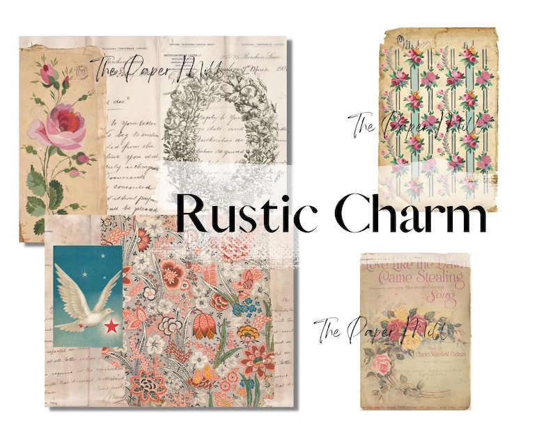 Vintage Rustic Printable Collection Digital Download Antique Papers ...