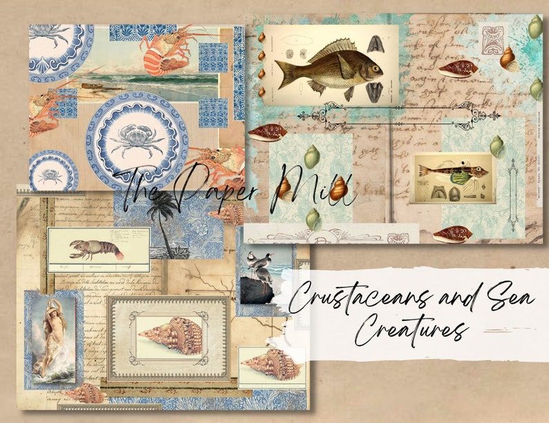 Vintage Crustaceancore and Sea Creature Journal, Printable, Digital ...