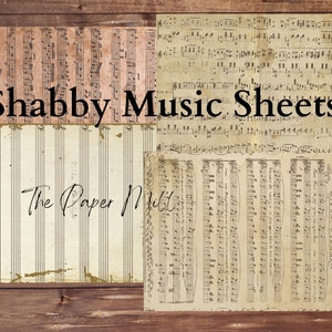 Shabby Music Sheets Junk Journal Kit, Grungy Vintage Printable Ephemera ...