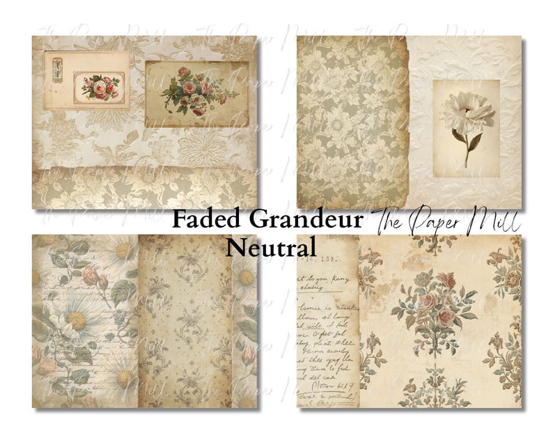Junk Journal Faded Grandeur Neutral Backgrounds - Digital Download ...
