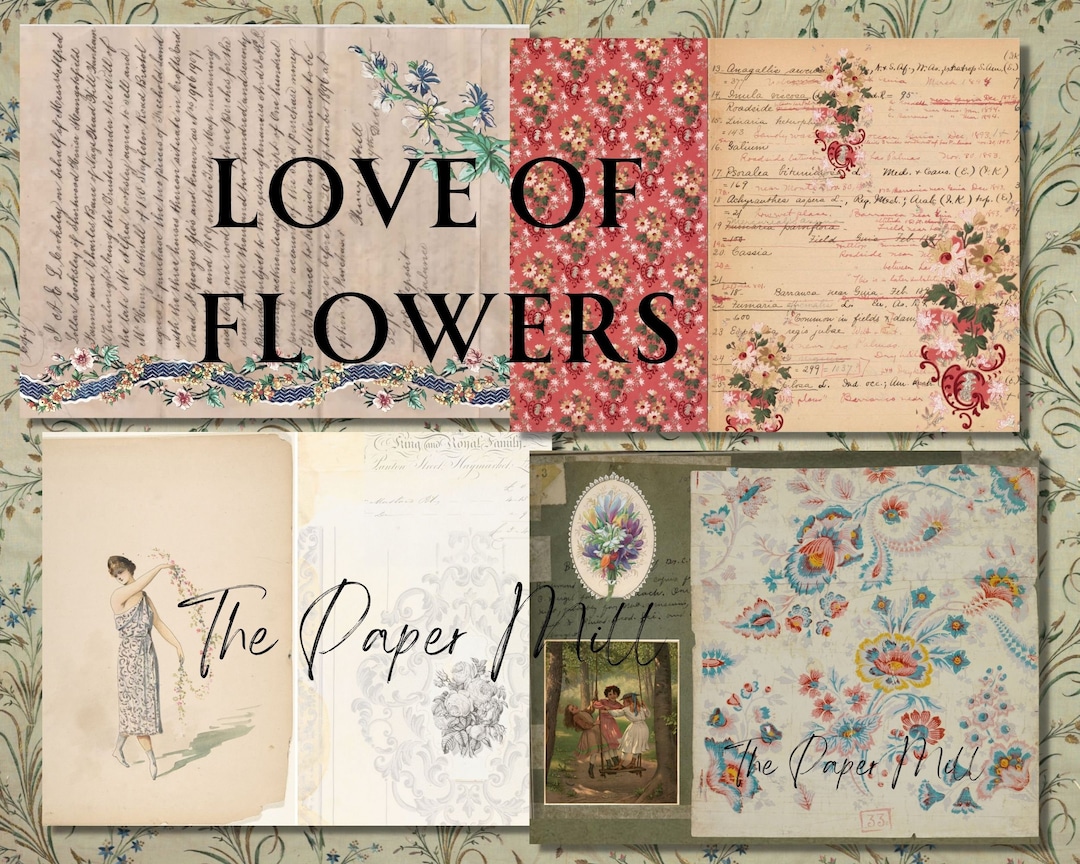 Instant Download Journal Papers, Love of Flowers Junk Journal Kit ...