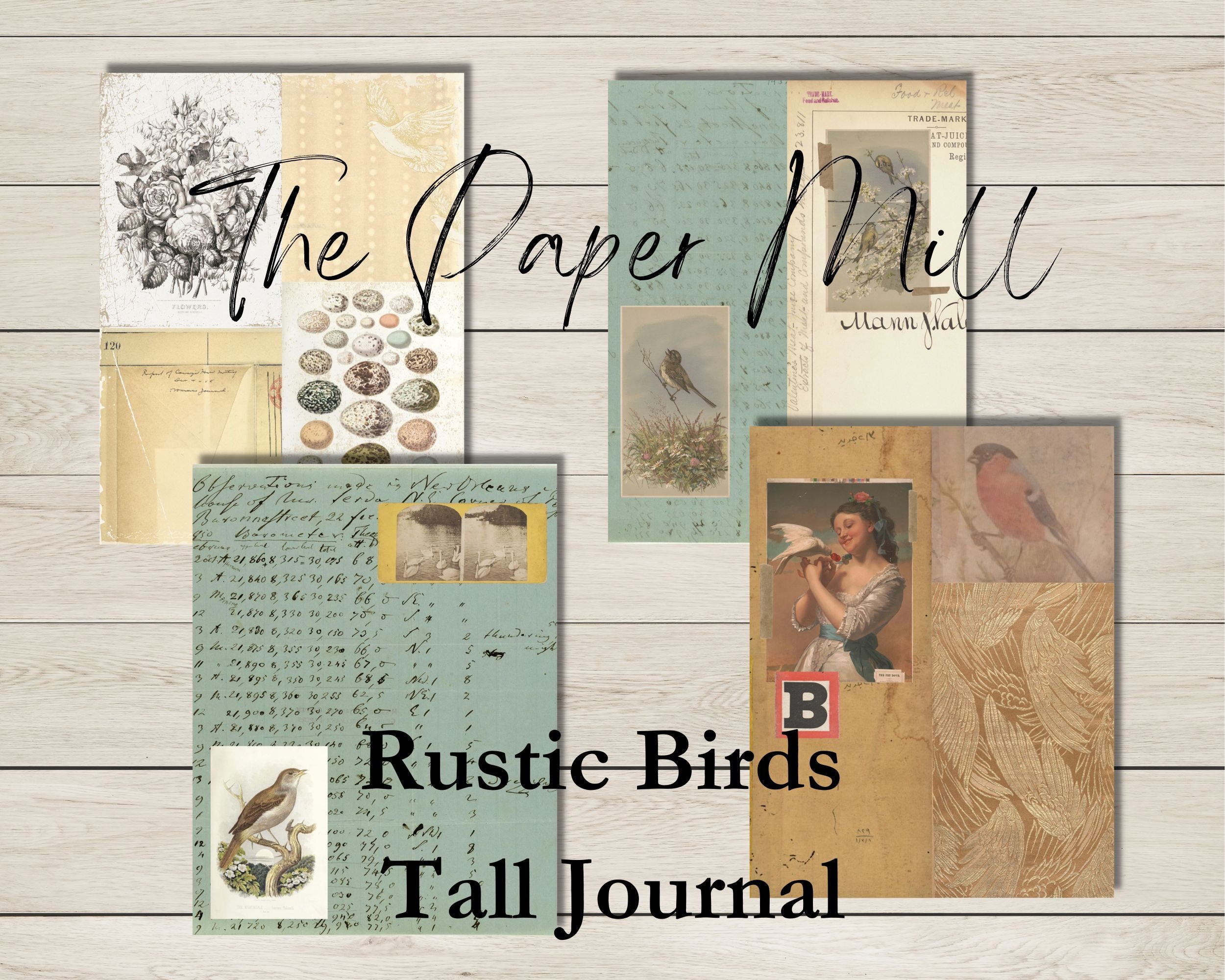 Vintage Rustic Bird Tall Journal Printable Collection - Digital ...