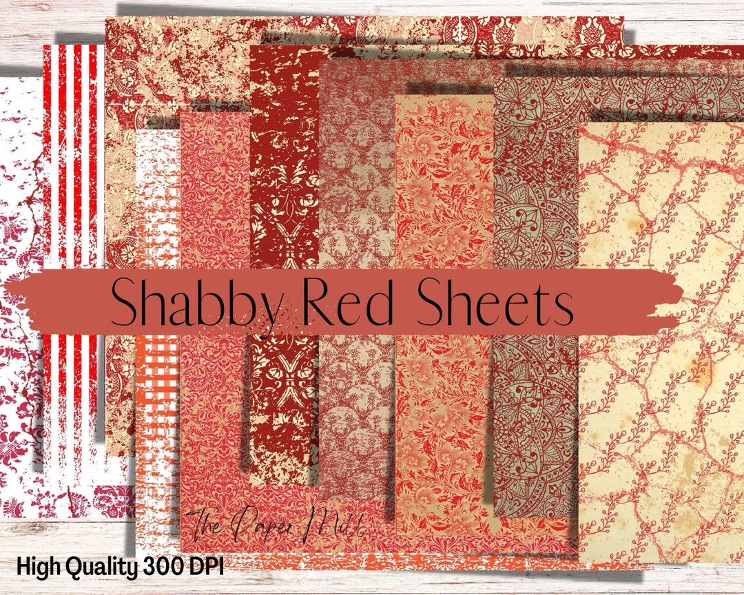 Shabby Red Papers Junk Journal Kit, Grungy Vintage Printable Ephemera ...