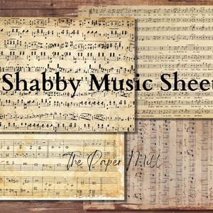 Shabby Music Sheets Junk Journal Kit, Grungy Vintage Printable Ephemera ...