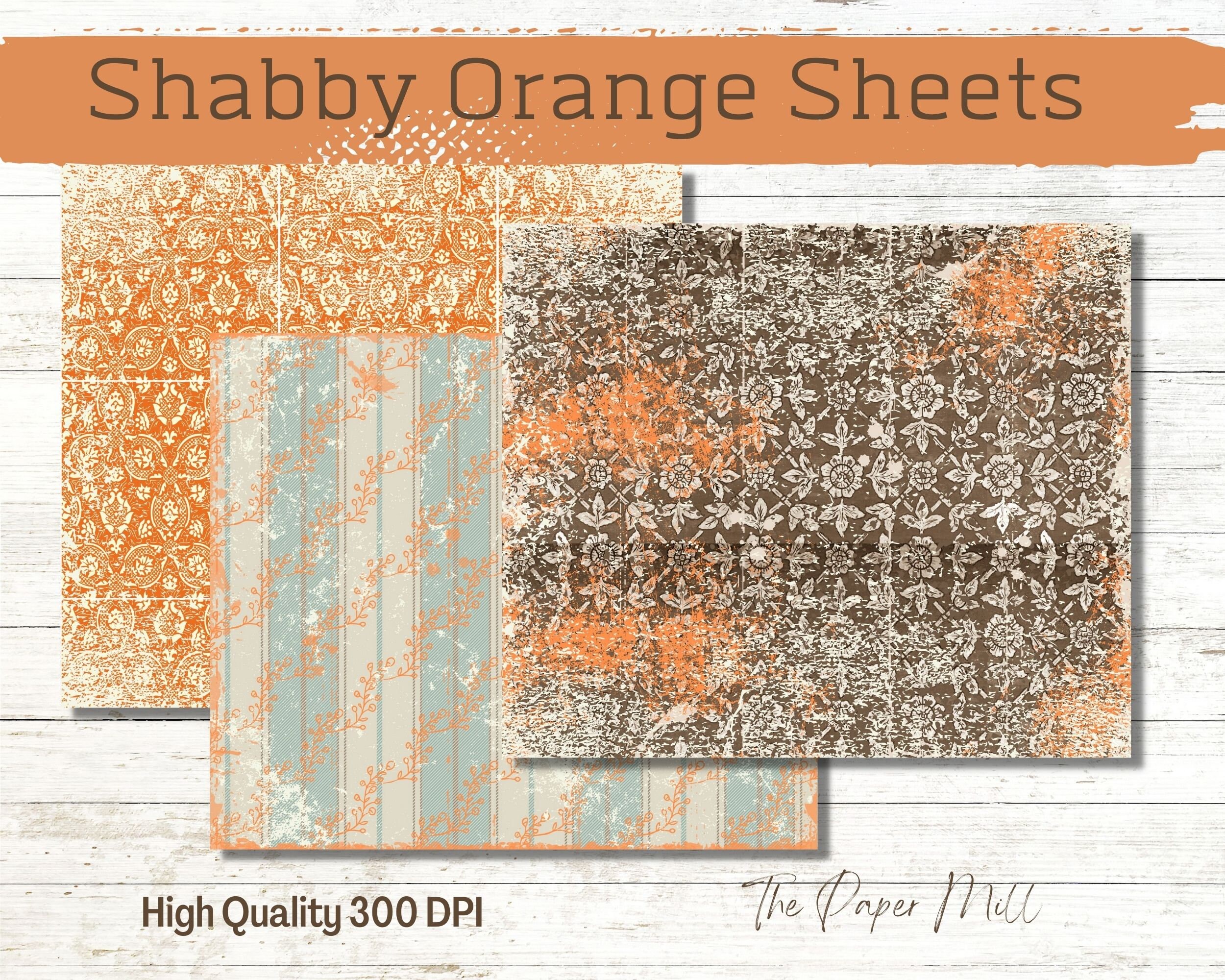 Shabby Orange Papers Junk Journal Kit, Grungy Vintage Printable ...