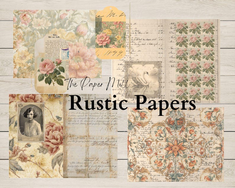 Vintage Rustic Papers Printable Collection - Digital Download - Antique ...