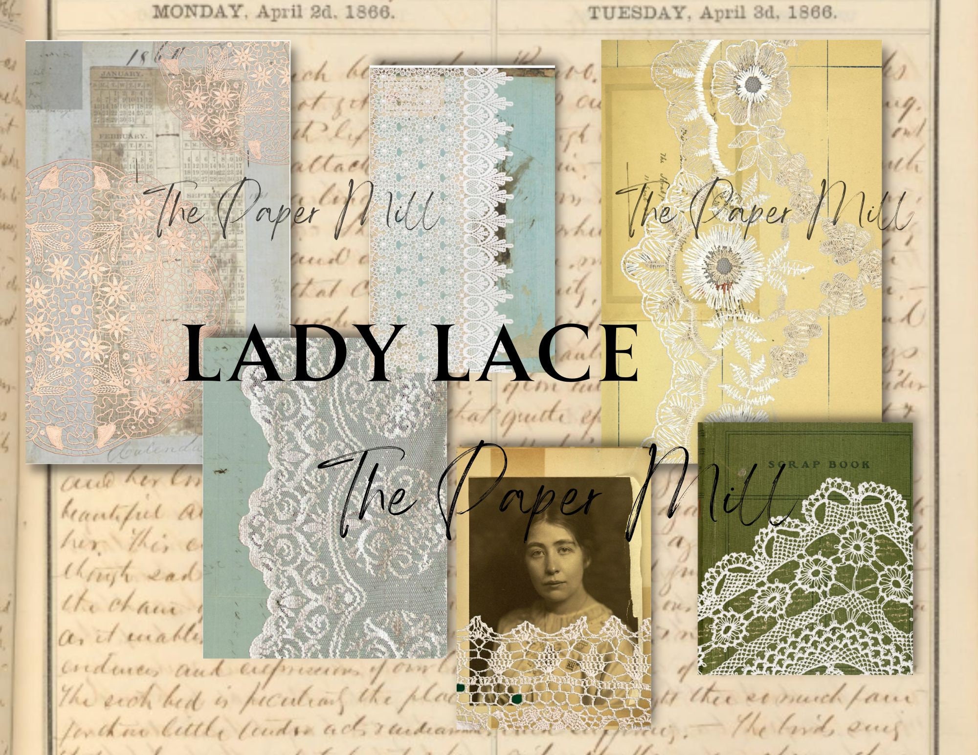 Vintage Journal Lady Lace Printable Digital Download - Etsy