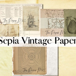 Vintage Sepia Journal, Printable, Digital Download, Collage Sheet, Junk ...
