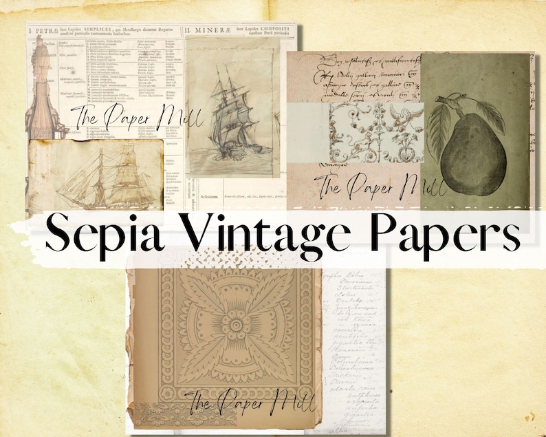 Vintage Sepia Journal, Printable, Digital Download, Collage Sheet, Junk ...