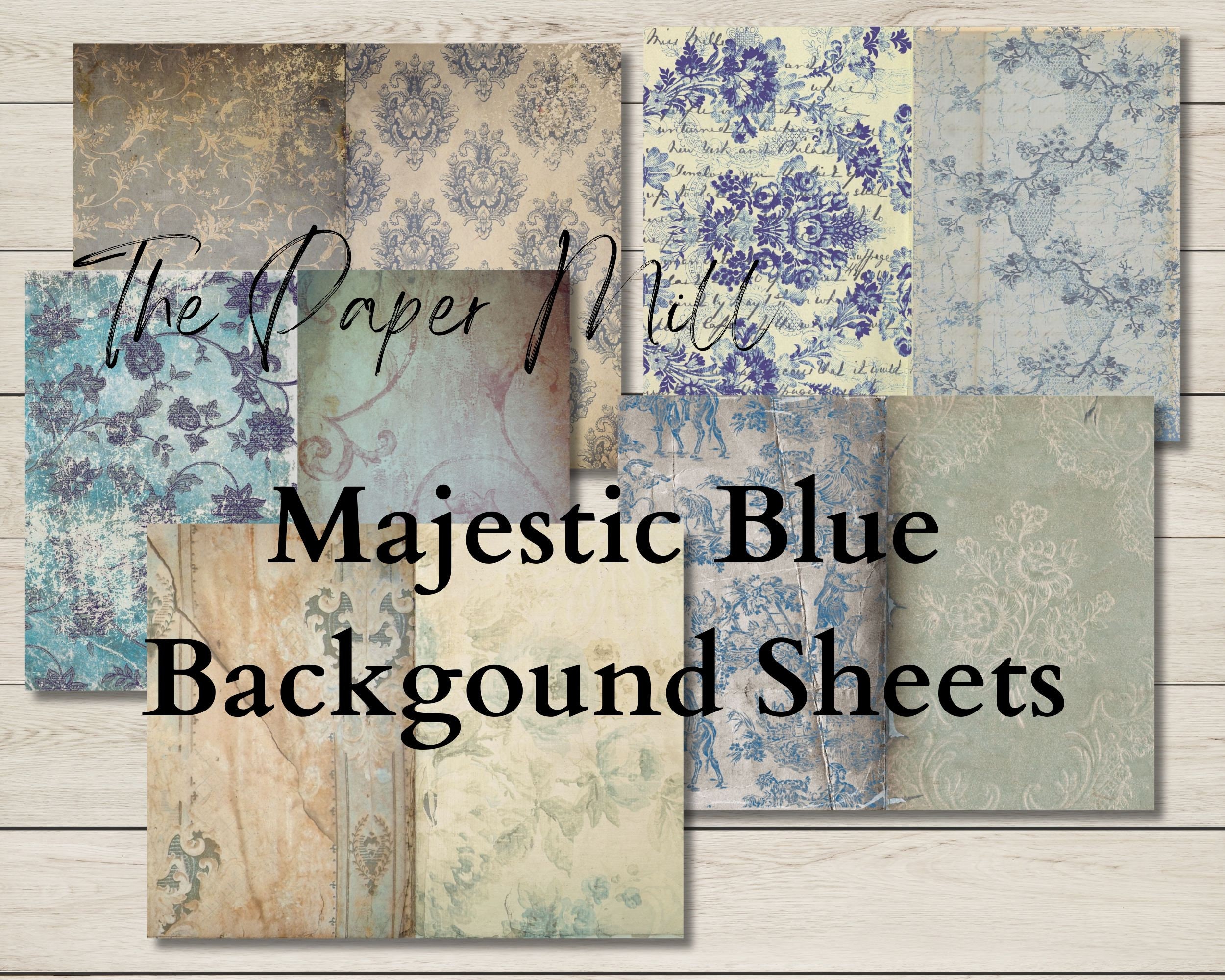 Digital Junk Journal Majestic Blue Double Background Papers, Grungy ...