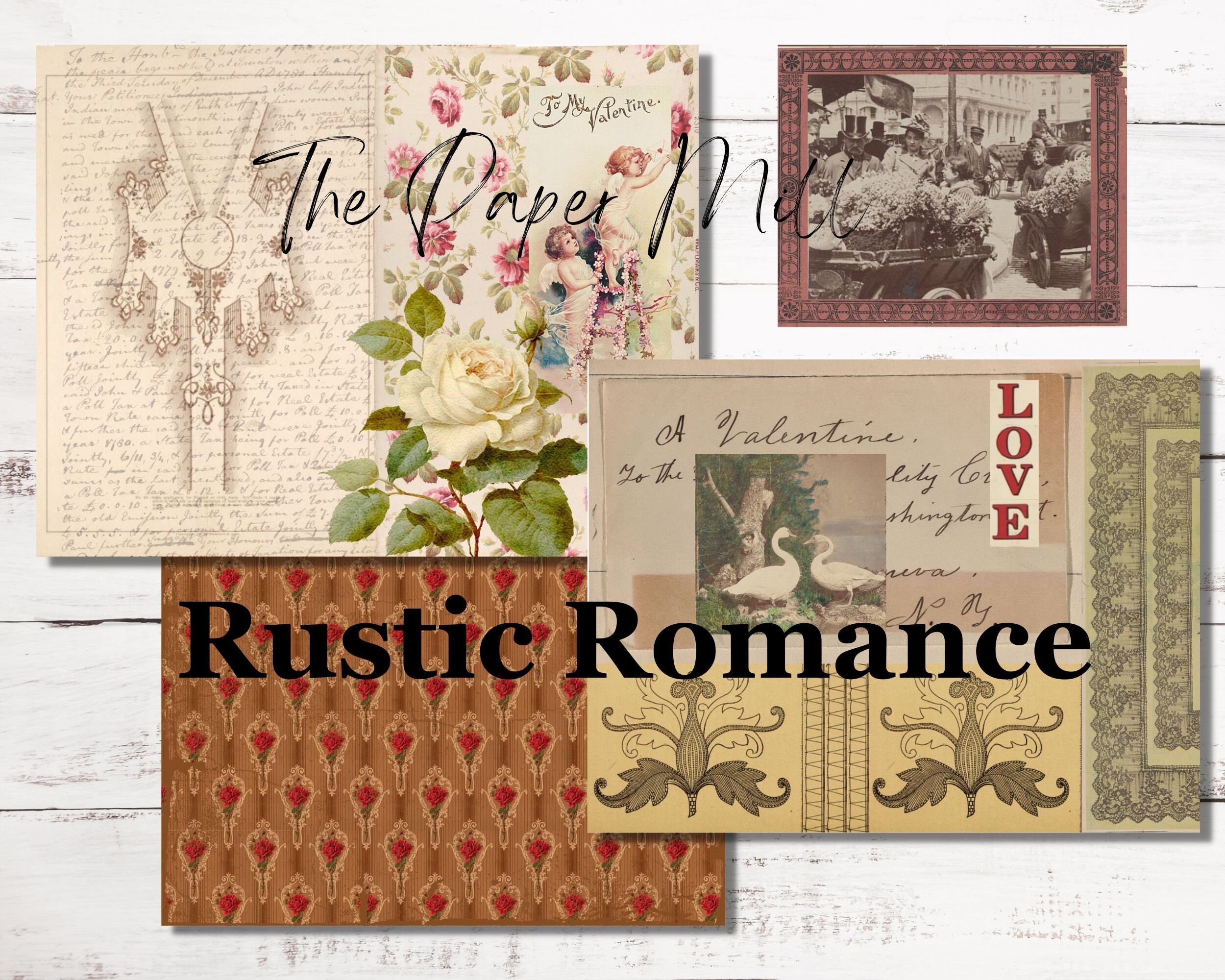 Rustic Romance Printable Collection Digital Download Antique Papers ...