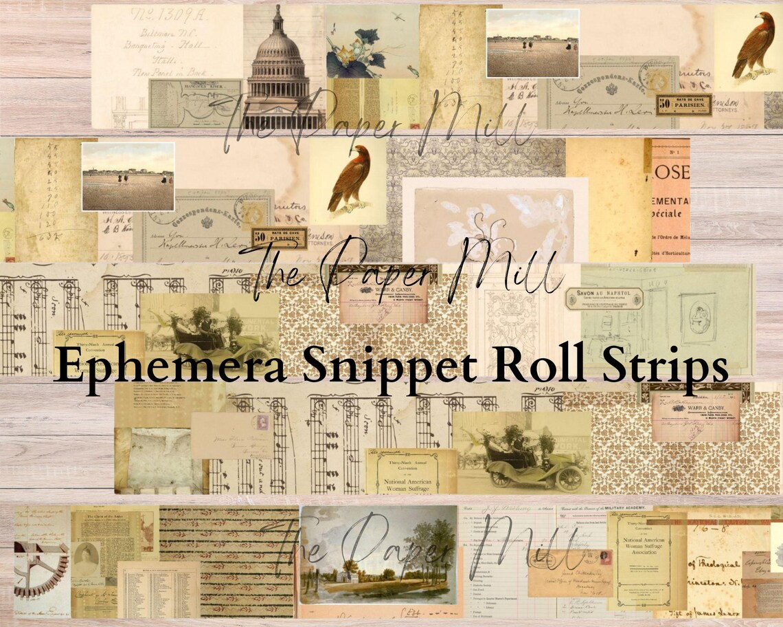 Junk Journal Digital, Ephemera Snippet Roll Strips, Faux Washi ...