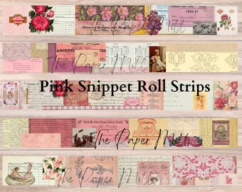 Junk Journal Digital, Christmas Snippet Roll Strips, Faux Washi ...