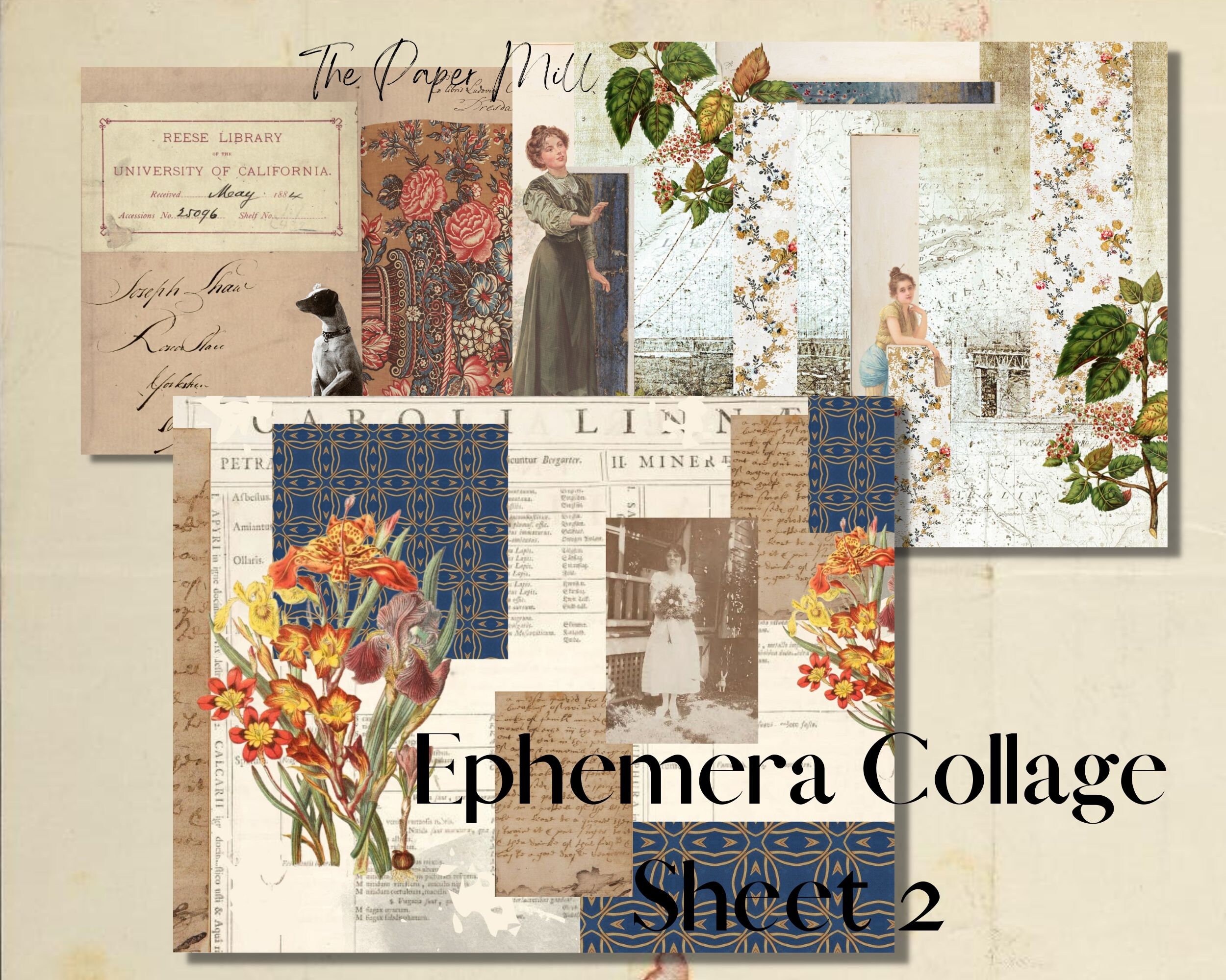 Ephemera Collage Printable Collection Digital Download Antique Papers ...