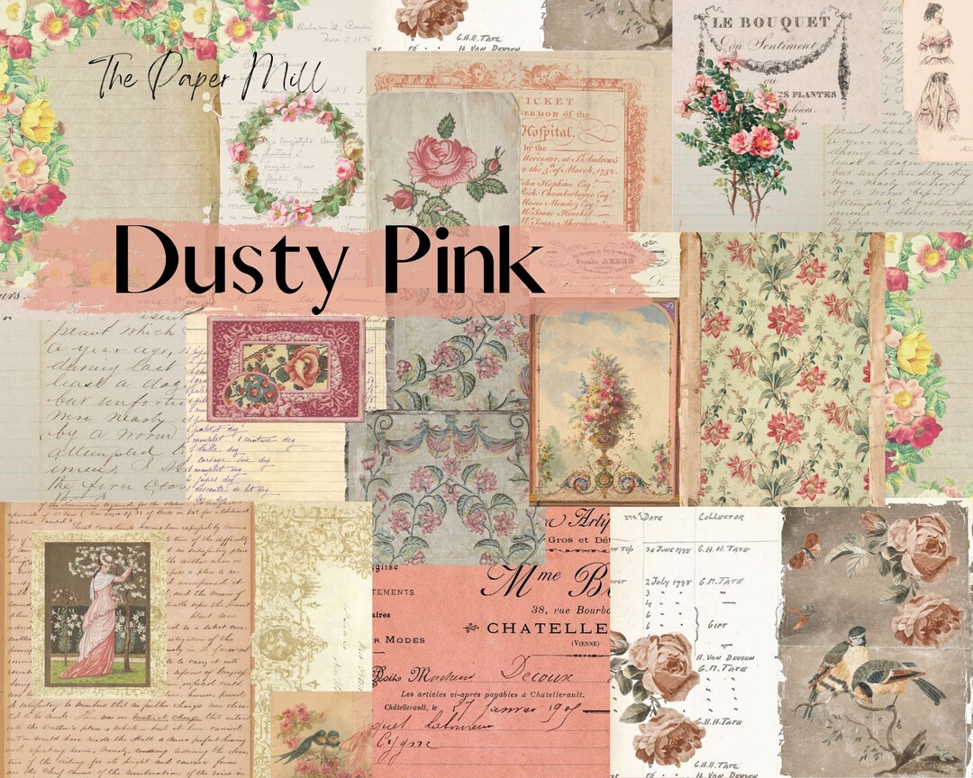Vintage Pink Journal, Printable, Digital Download, Collage Sheet, Junk ...