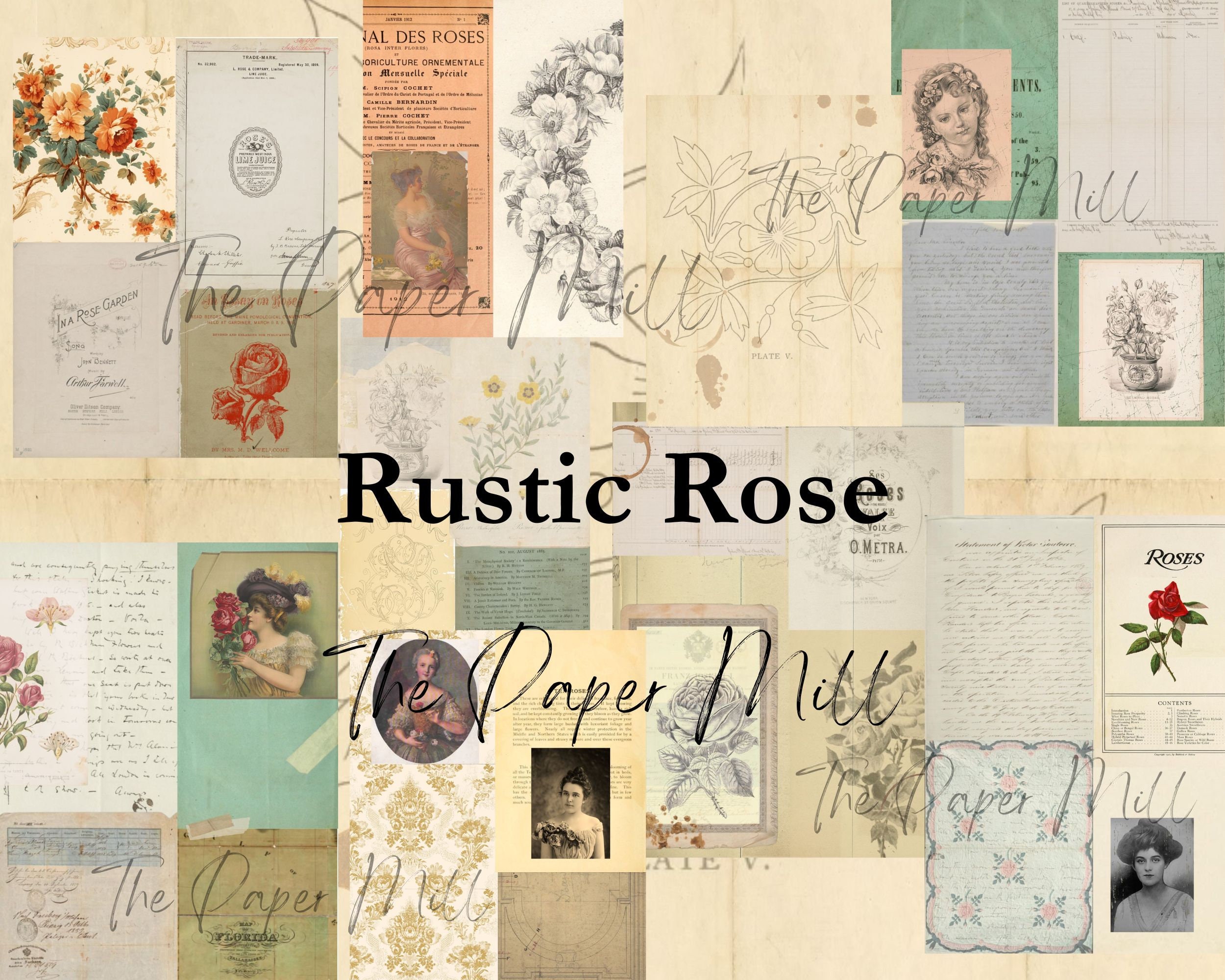 Vintage Rustic Rose Printable Collection - Digital Download - Antique ...