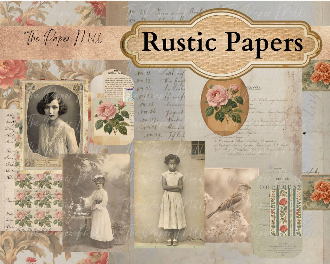 Vintage Rustic Papers Printable Collection - Digital Download - Antique ...