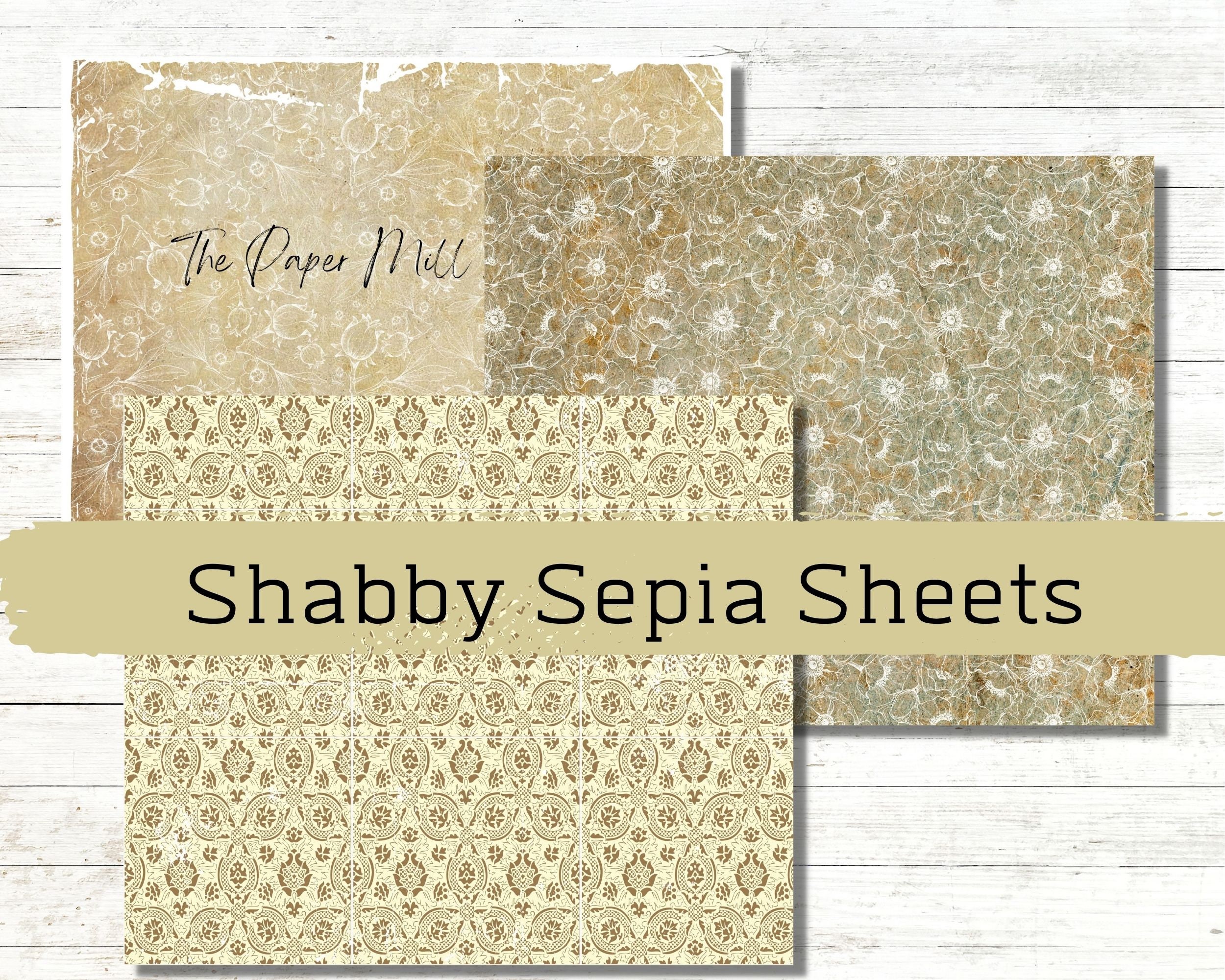 Shabby Sepia Papers Junk Journal Kit, Grungy Vintage Printable Ephemera ...