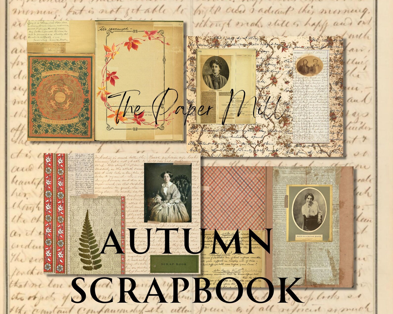 Printable Fall Autumn Scrapbook Kit, Printable Papers, Digital Download ...