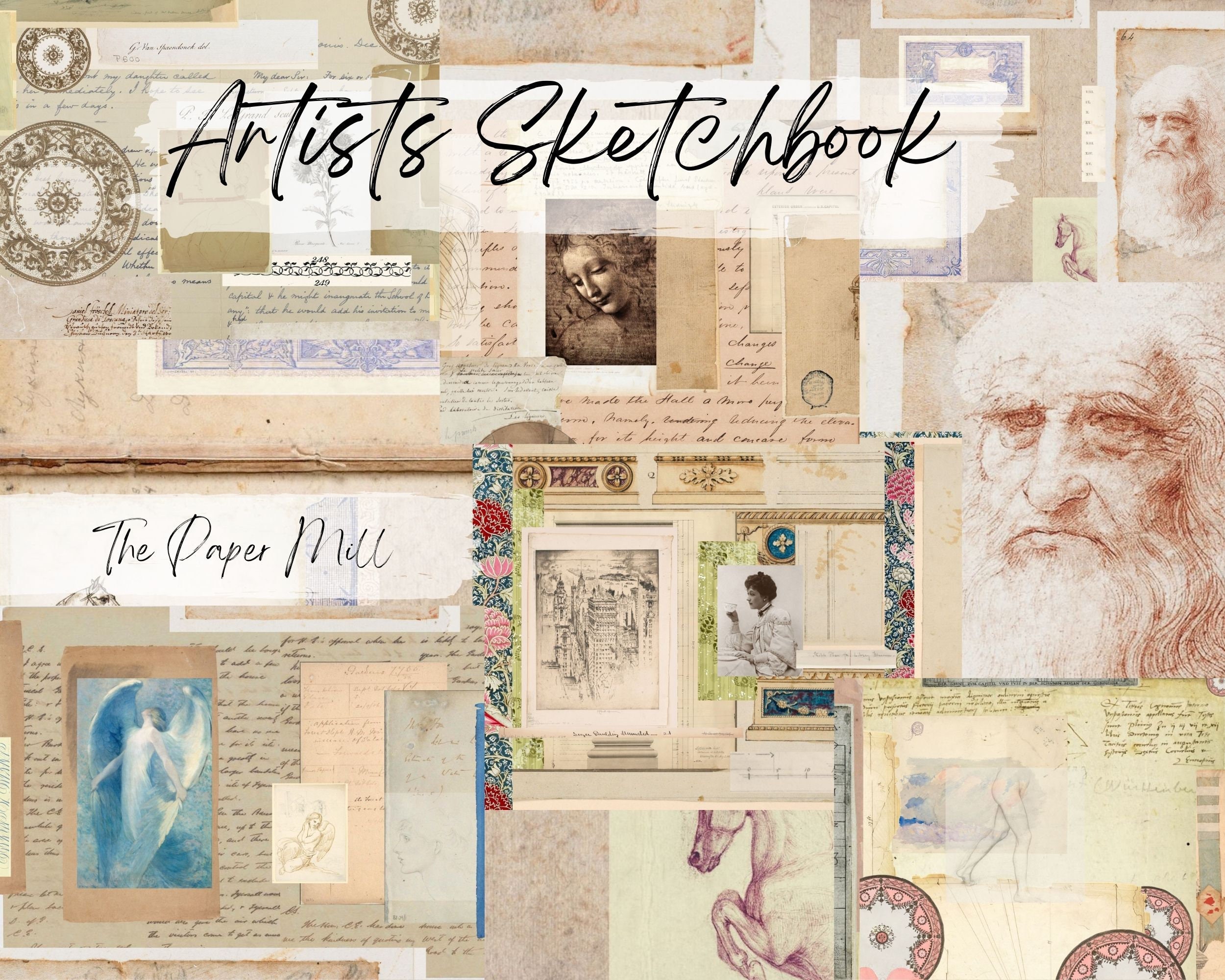 Artists Sketchbook Vintage Printable Collection Digital Download ...