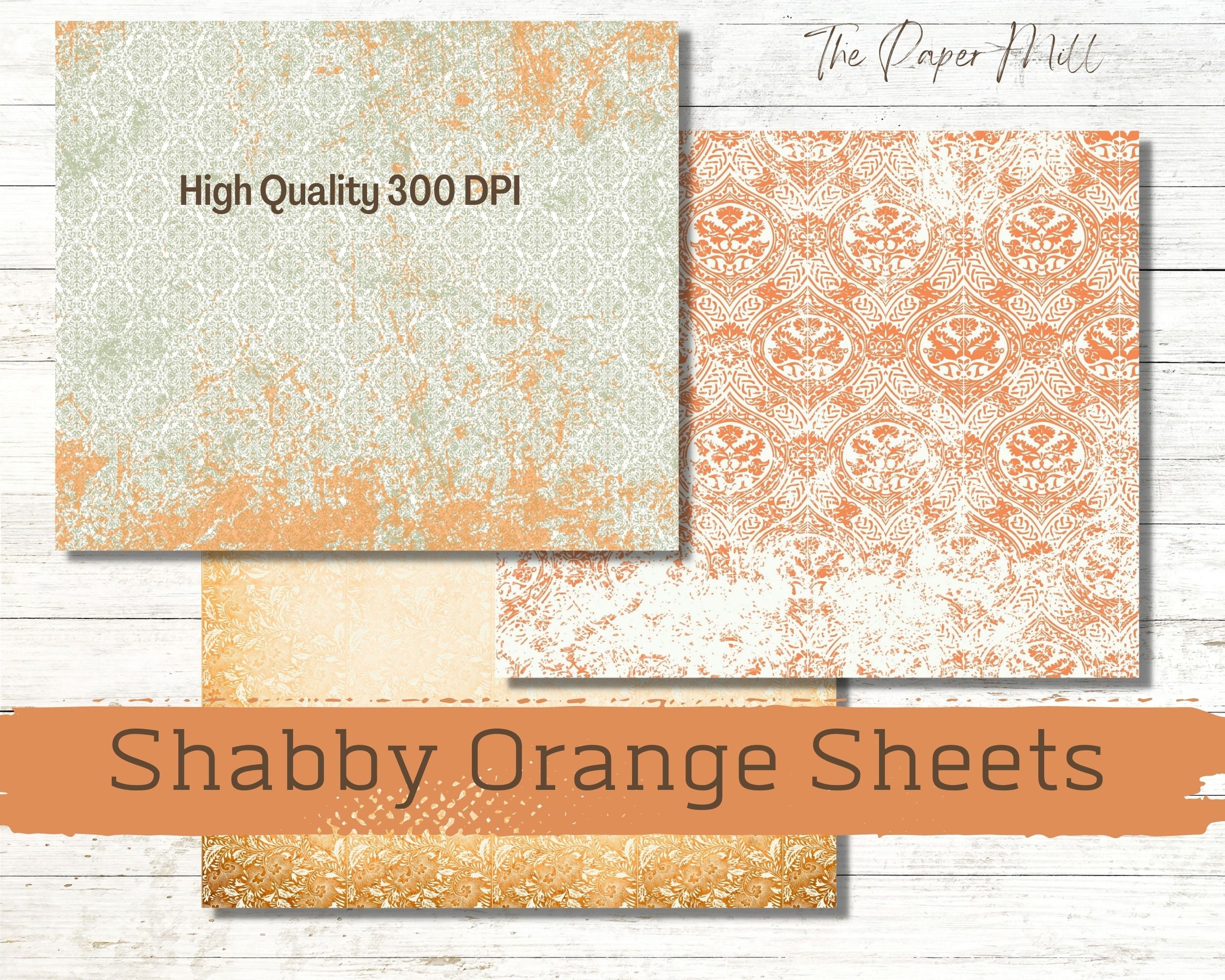 Shabby Orange Papers Junk Journal Kit, Grungy Vintage Printable ...