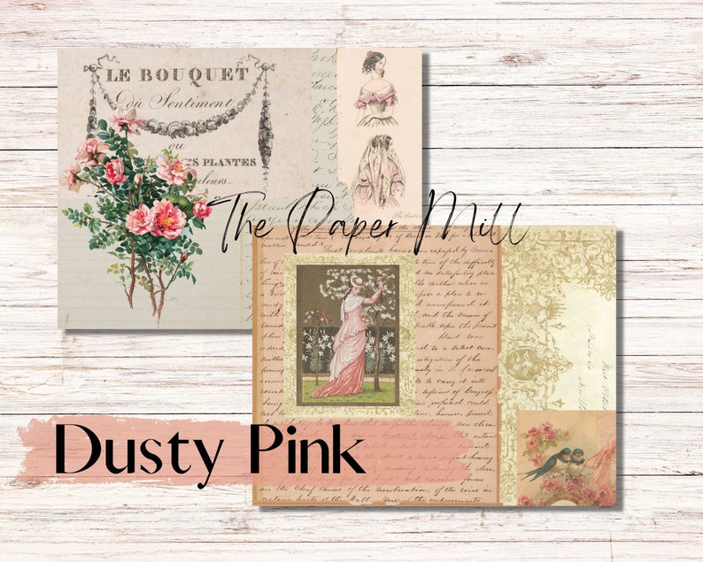 Vintage Pink Journal, Printable, Digital Download, Collage Sheet, Junk ...