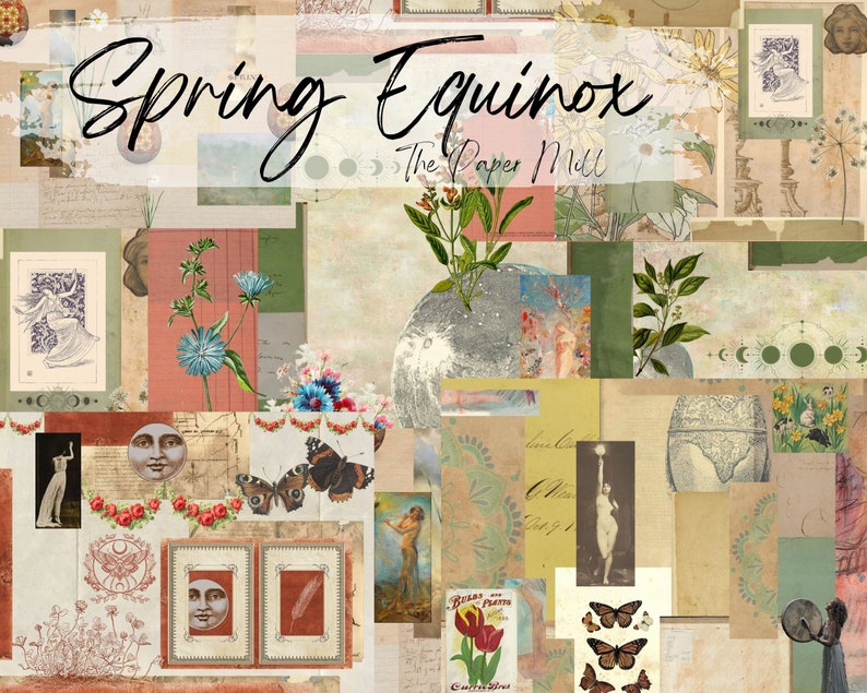 Spring Equinox Journal, Printable, Digital Download, Collage Sheet ...