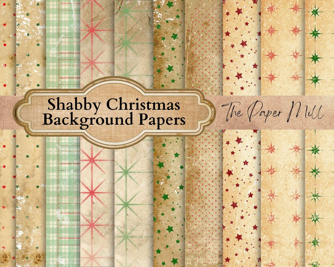 Shabby Vintage Christmas Digital Paper, Scrapbook Backgrounds -digital ...