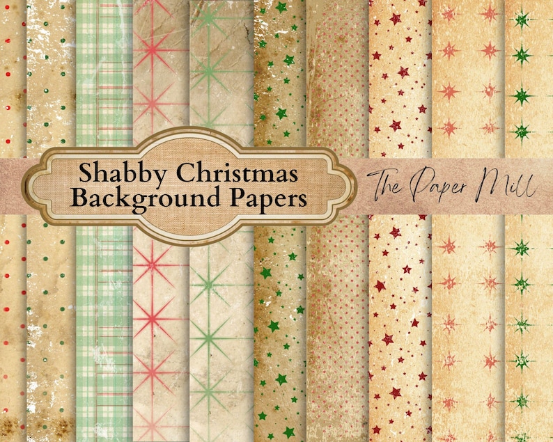 Shabby Vintage Christmas Digital Paper, Scrapbook Backgrounds -digital ...