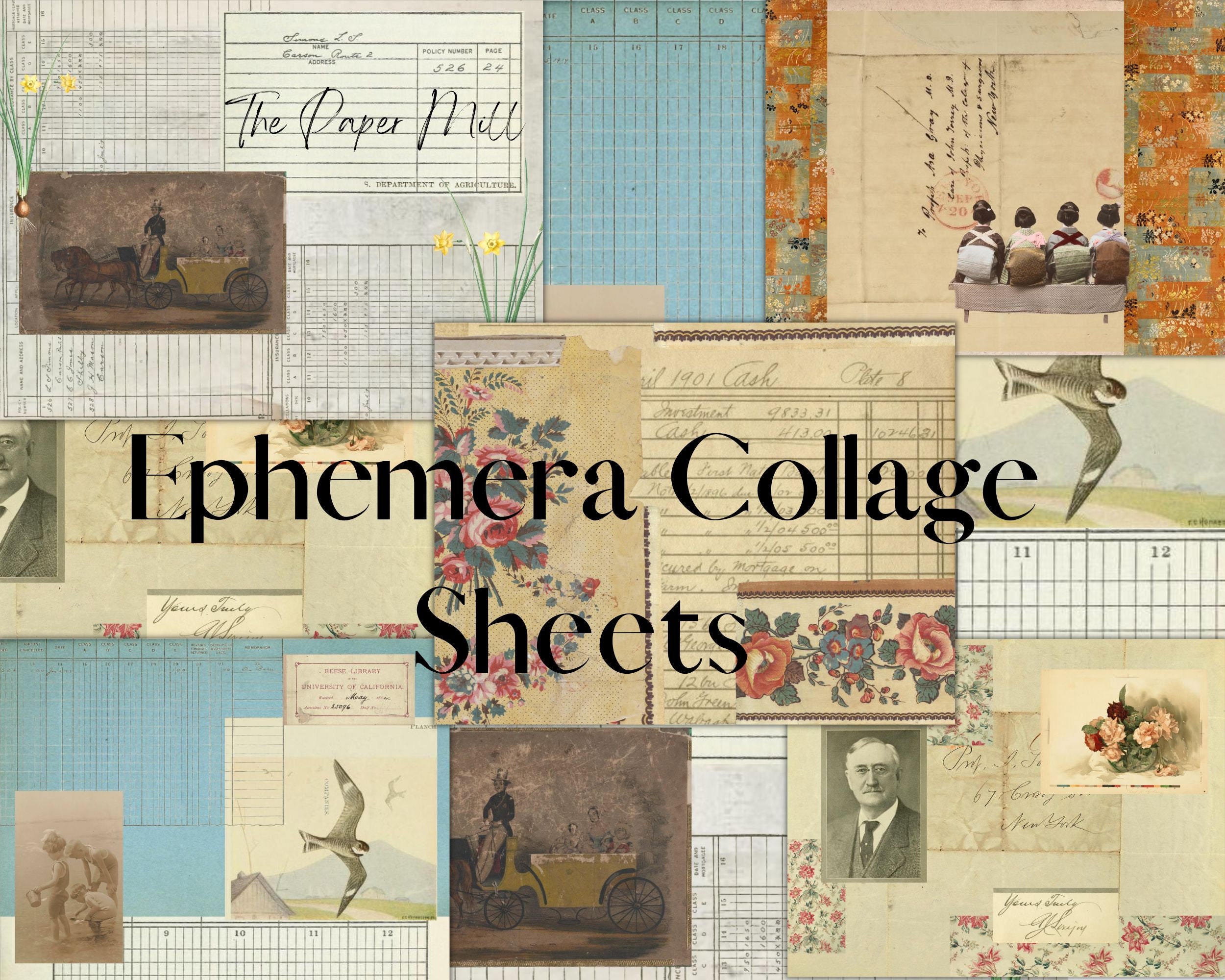 Ephemera Collage Printable Collection Digital Download Antique Papers ...