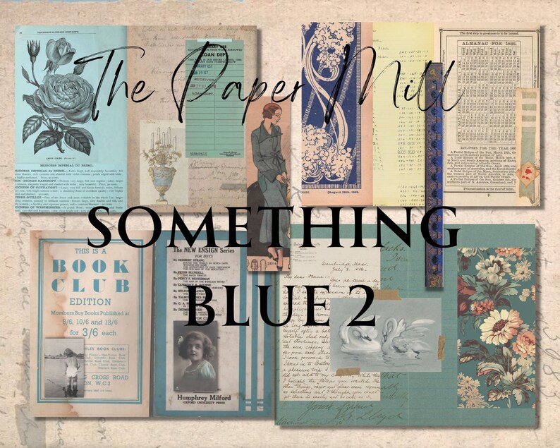 Vintage Something Blue Journal, Printable, Digital Download, Collage ...