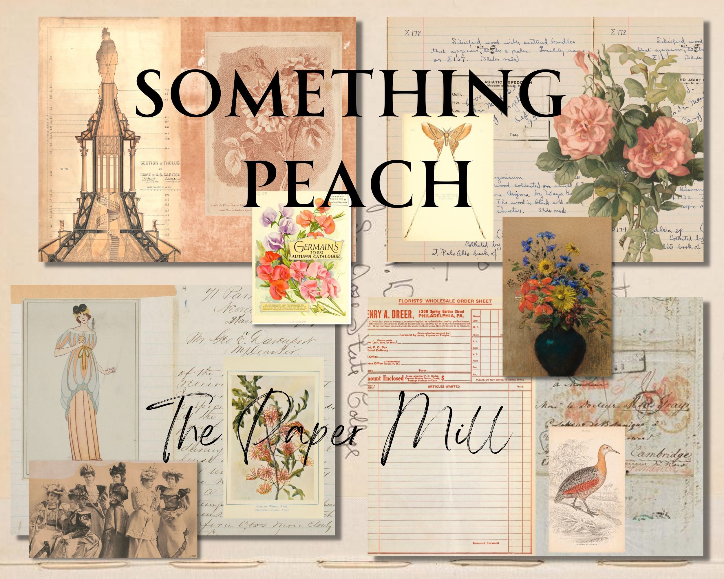 Vintage Something Peach Journal, Printable Vintage Paper, Digital ...
