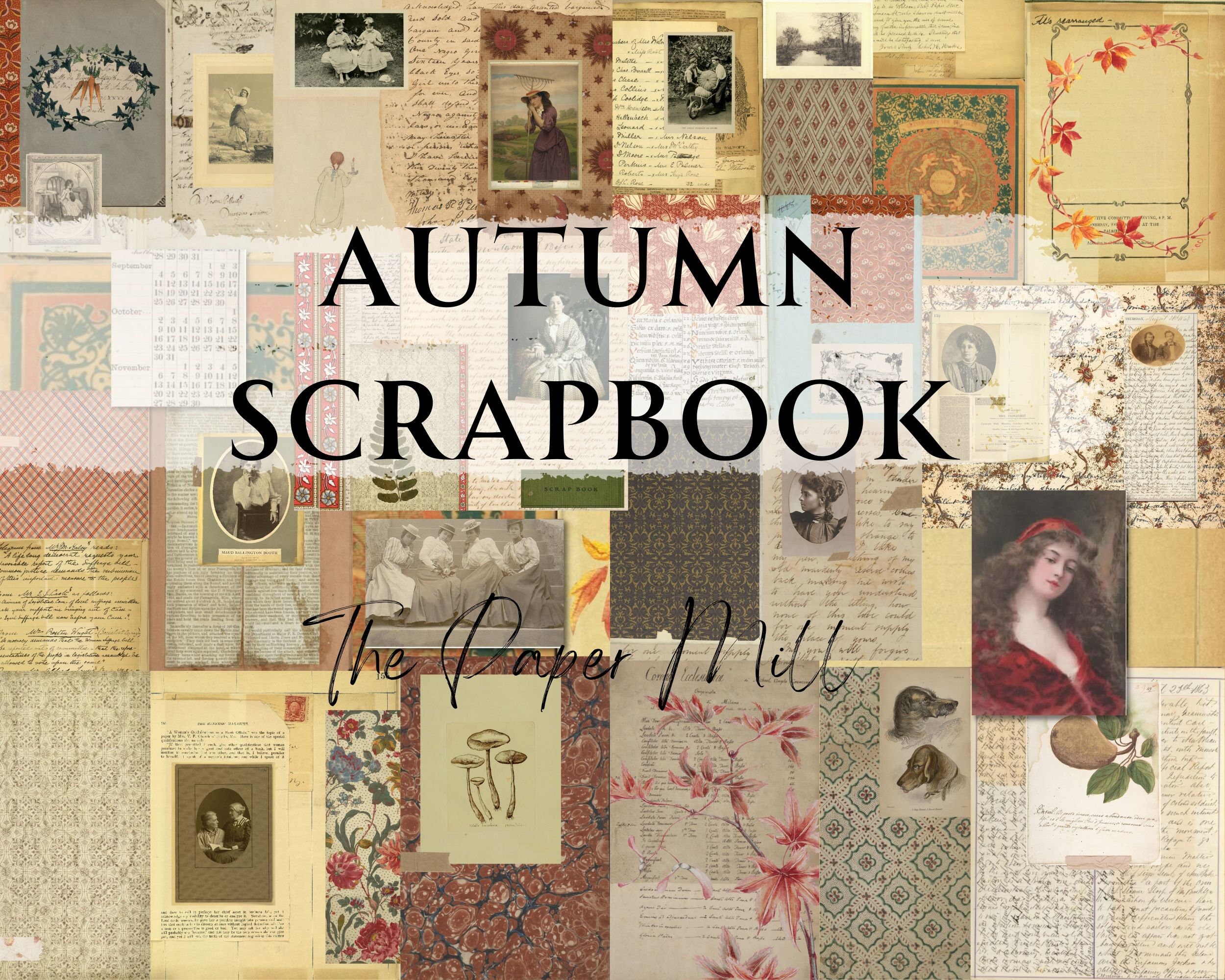Printable Fall Autumn Scrapbook Kit, Printable Papers, Digital Download ...