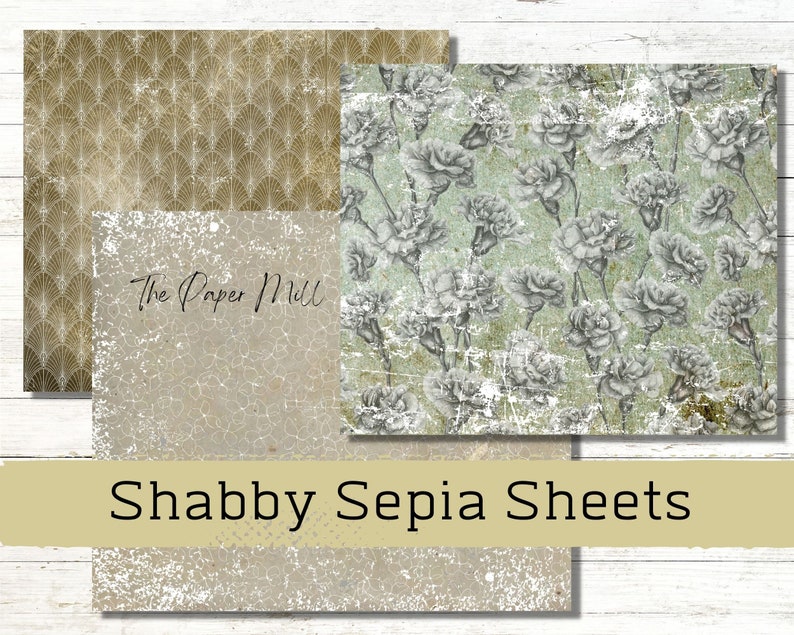 Shabby Sepia Papers Junk Journal Kit, Grungy Vintage Printable Ephemera ...