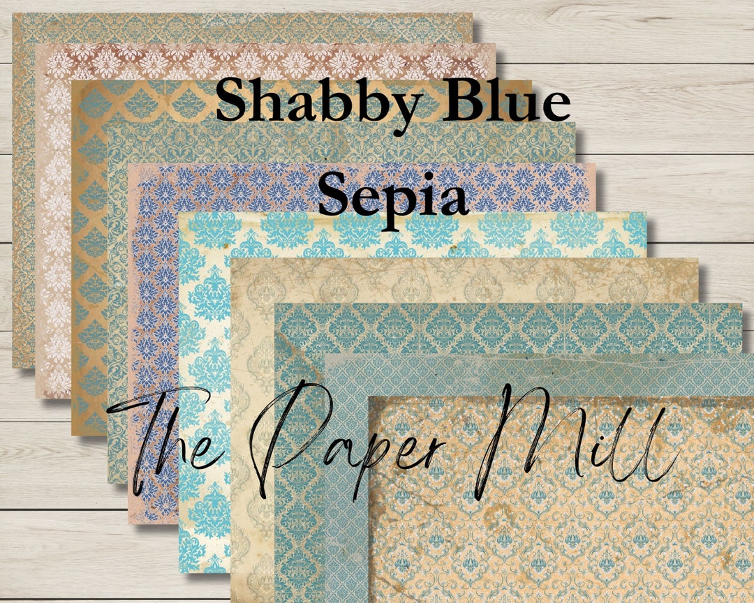 Shabby Blue Sepia Papers Junk Journal Kit, Grungy Vintage Printable ...
