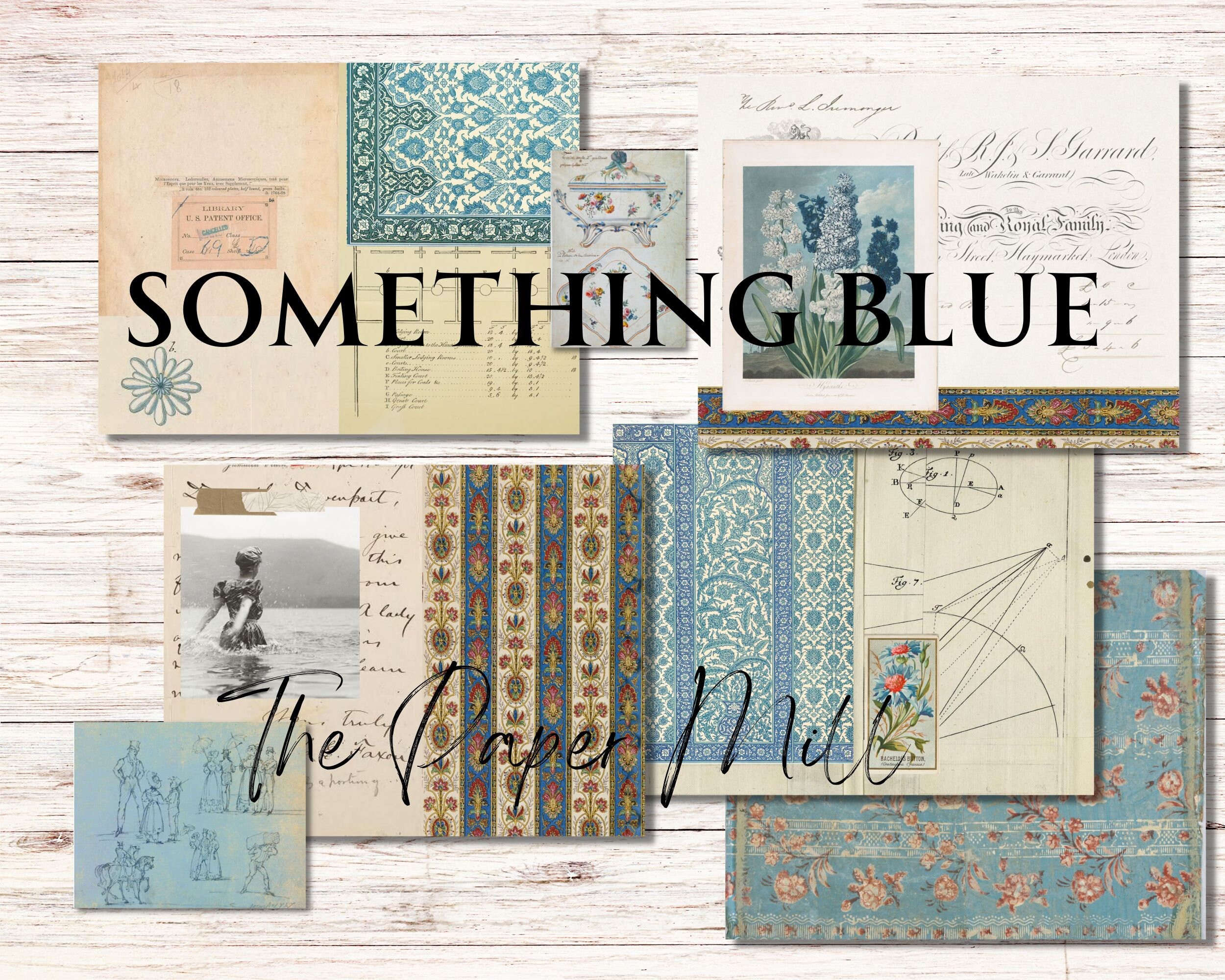 Vintage Something Blue Journal, Printable, Digital Download, Collage ...