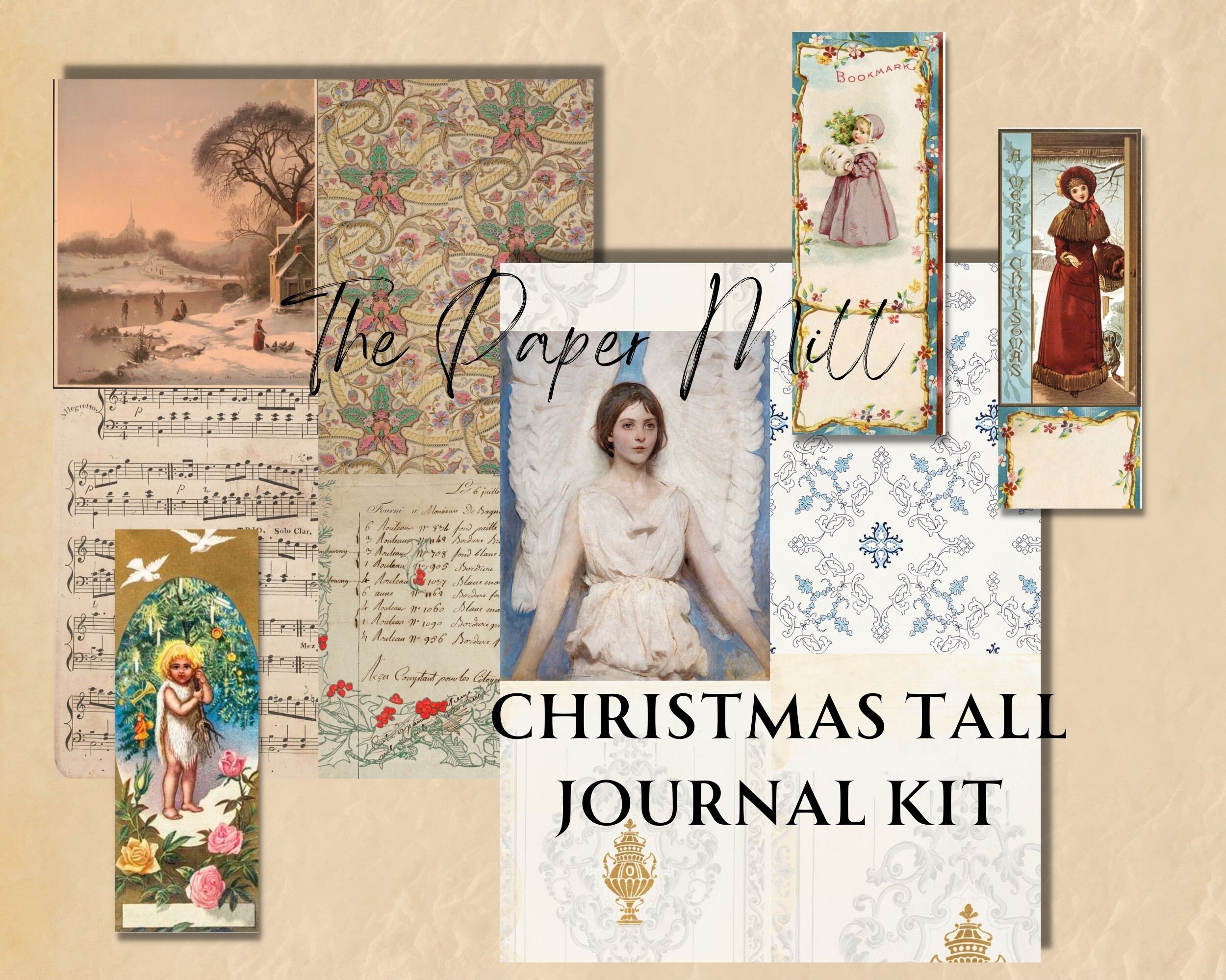 Printable Vintage Christmas Thin Journal Kit, Printable Papers, Digital ...